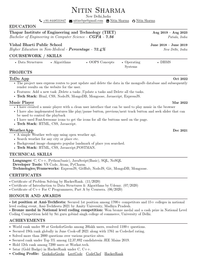 Nitin Resume 2023 | PDF