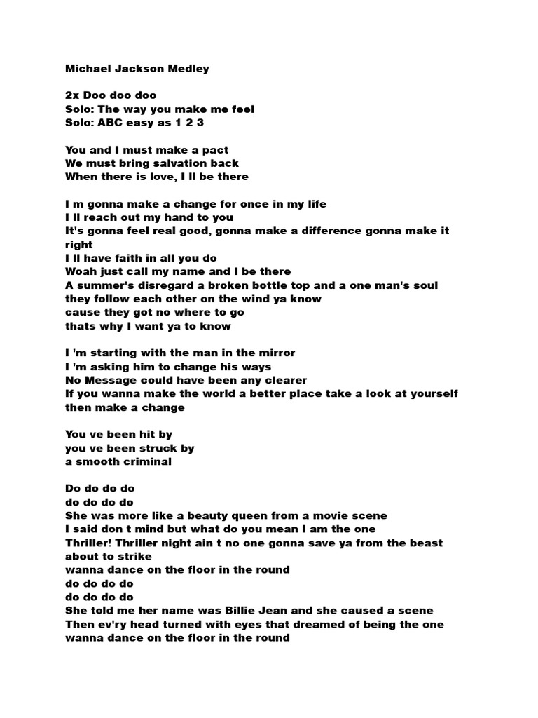 Michael Jackson Song Medley | PDF