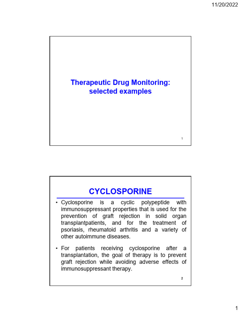 Therapeutic Drug Monitoring Selected Examples | PDF | Pharmacokinetics ...