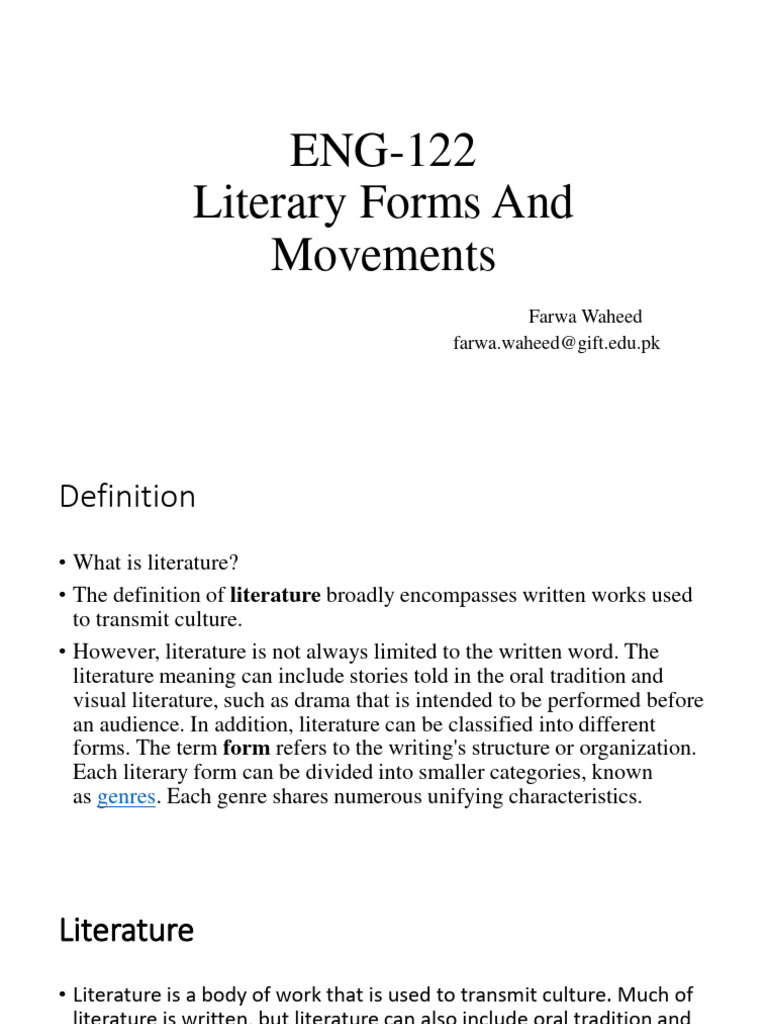 Literary Forms and Movements Overview | PDF
