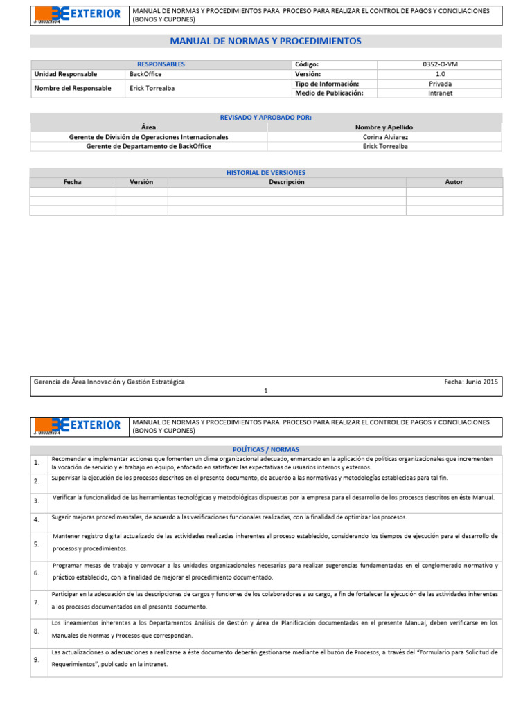 0352-O-Vm Control de Pagos y Conciliaciones | PDF