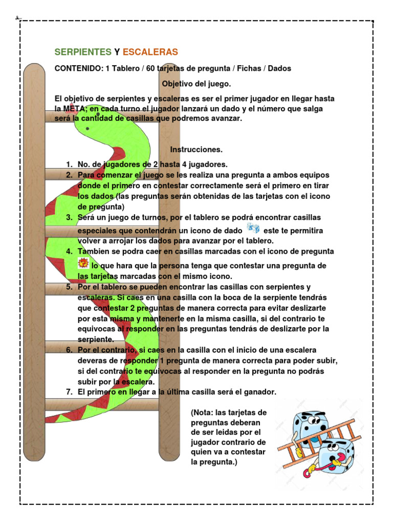 Serpientes y Escaleras Instrucciones | PDF