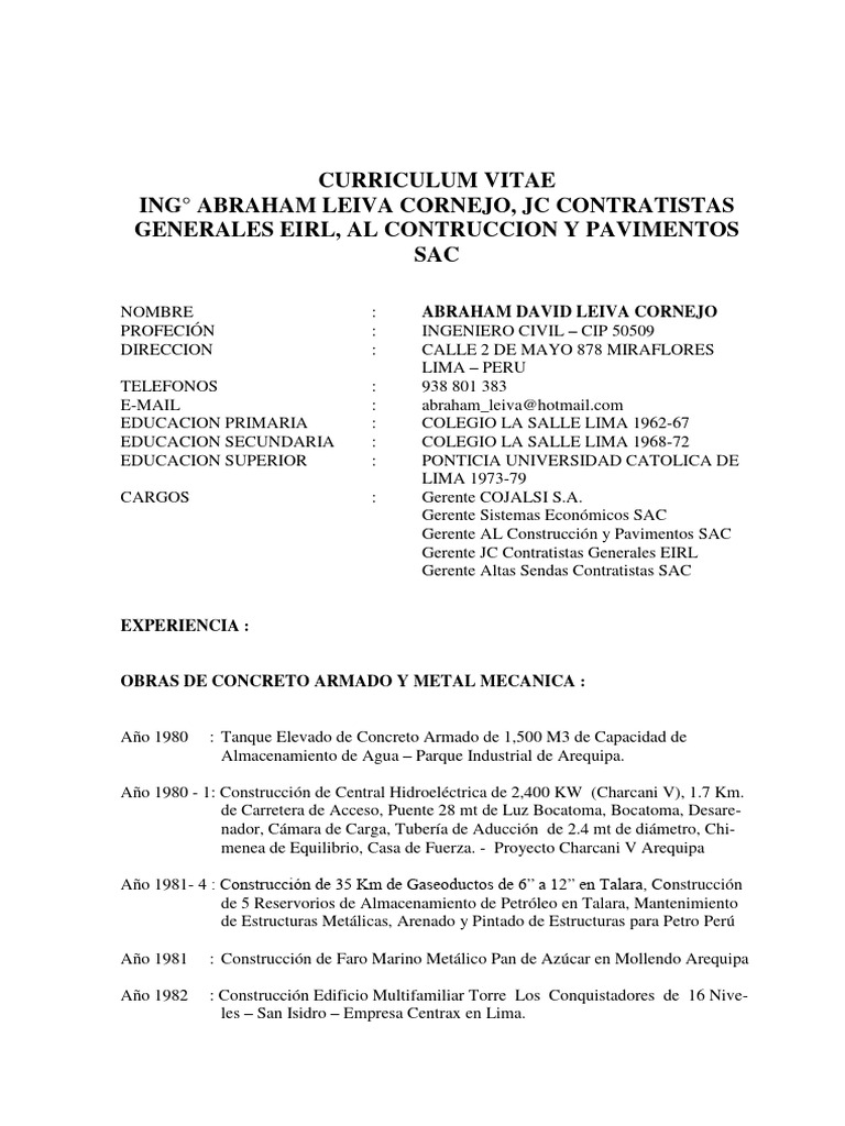 CV Abraham Leiva | PDF | Lima