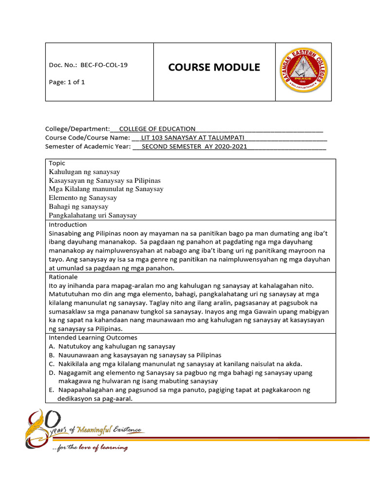 Sanaysay at Talumpati MODULE | PDF