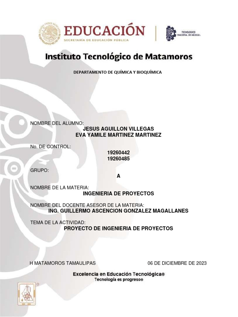 Proyecto - Ingenieria de Proyectos - Jesus Aguillon | PDF | Ciencia y matemáticas