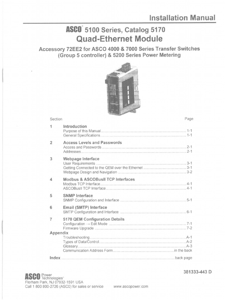Quad-Ethernet Module ASCO 5100 Series - Accessory | PDF