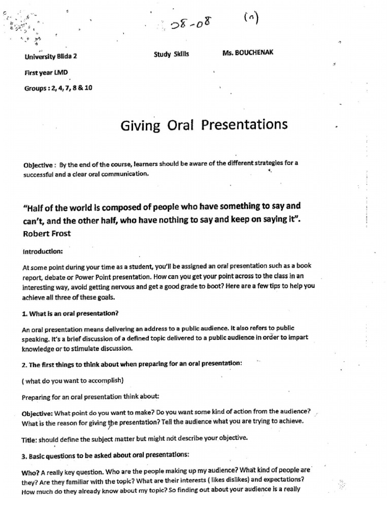 Giving Oral Presentations | PDF