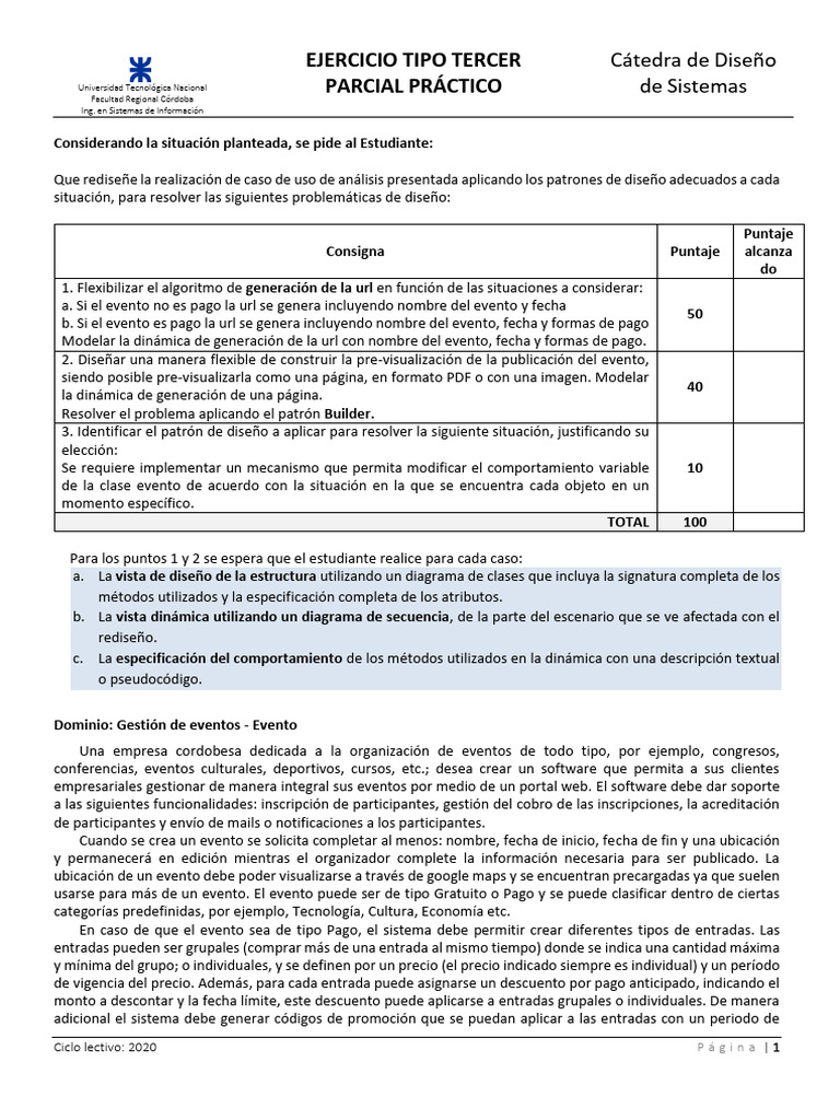 2020 Ejercicio Tipo Parcial 3 - Gestion de Eventos | Descargar gratis PDF | Red mundial ...