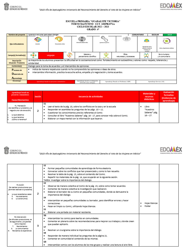 Planeación 1ra Quincena 2023 | PDF | Aprendizaje | Evaluación