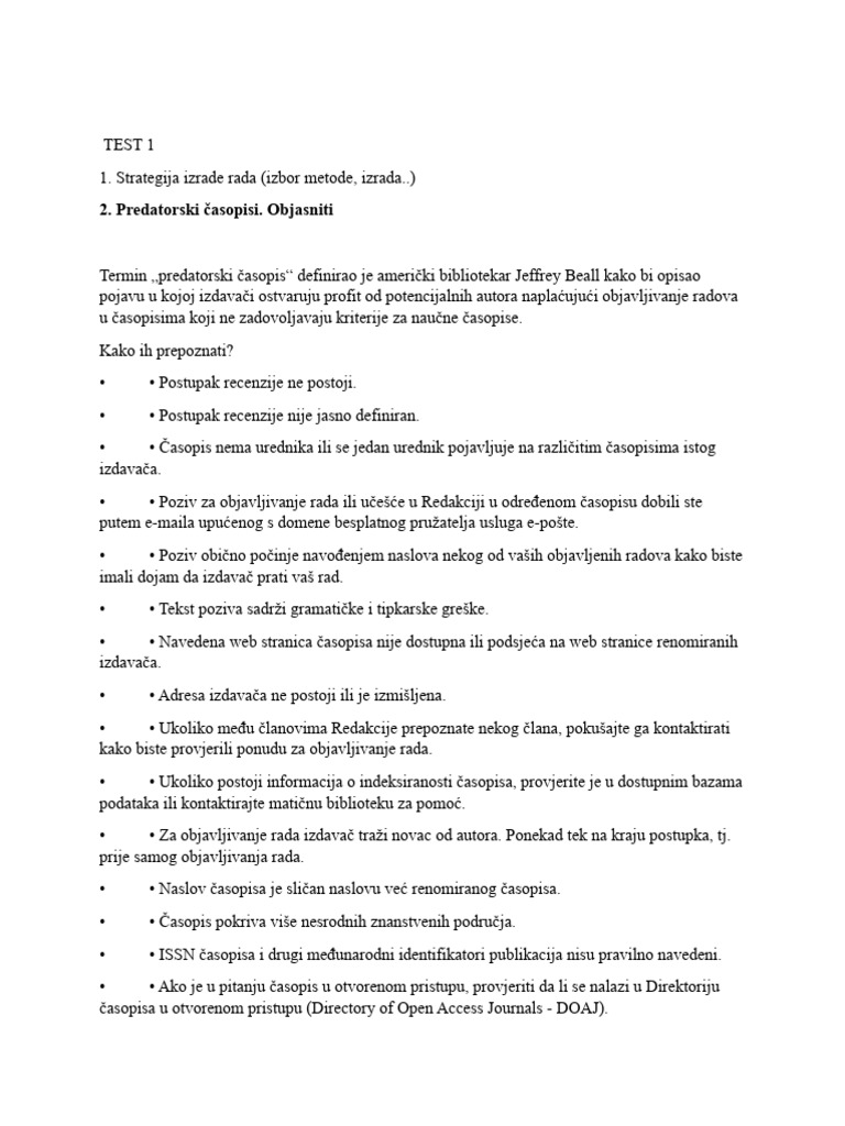 Sva Pitanja Na Jednom Mjestu | PDF