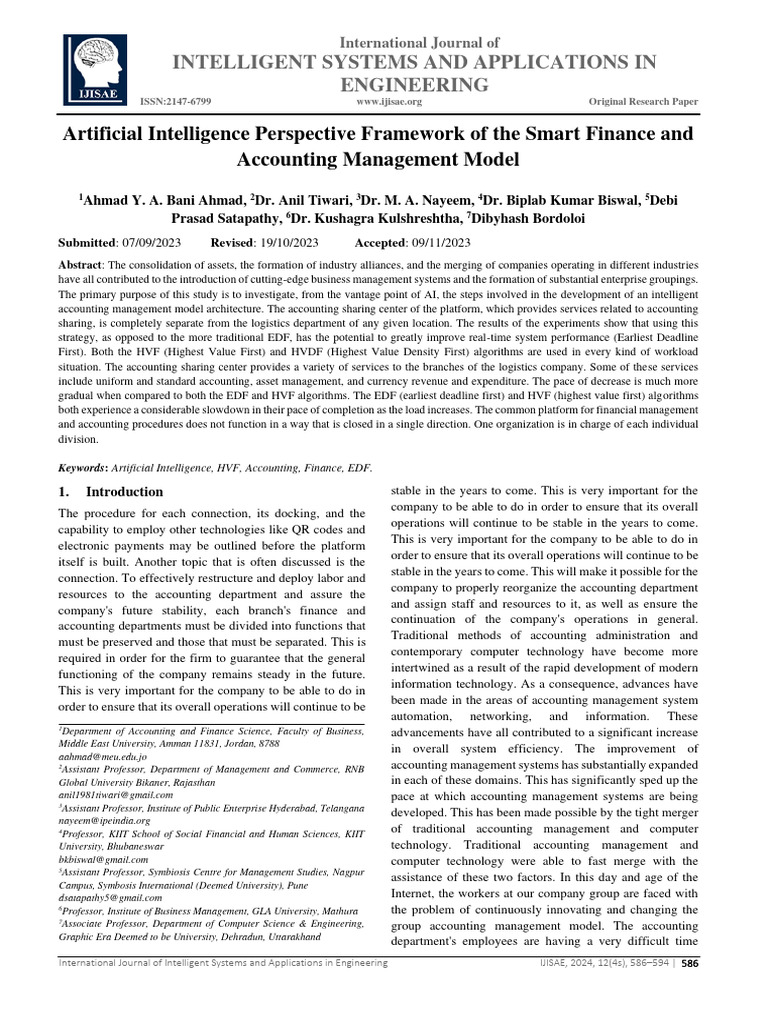 Artificial Intelligence Perspective Framework of The Smart Finance and Accounting Management ...