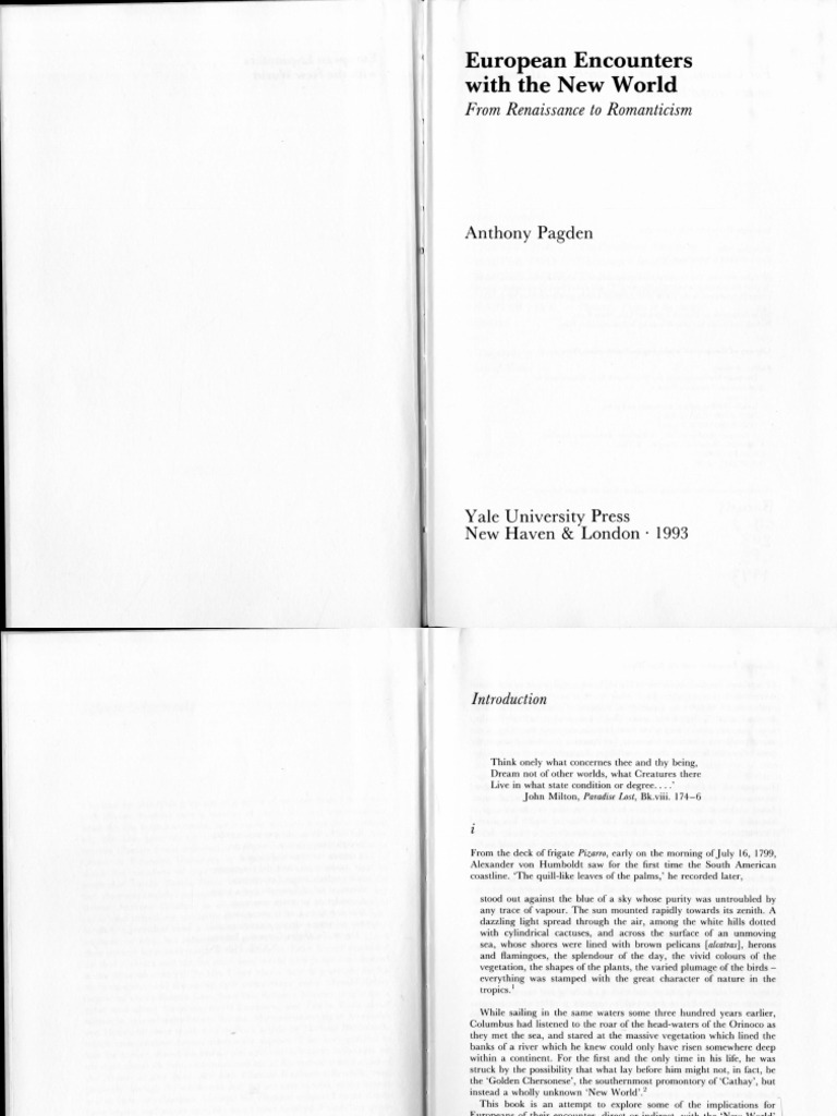 Anthony Pagden, European Encounters With The New World | PDF