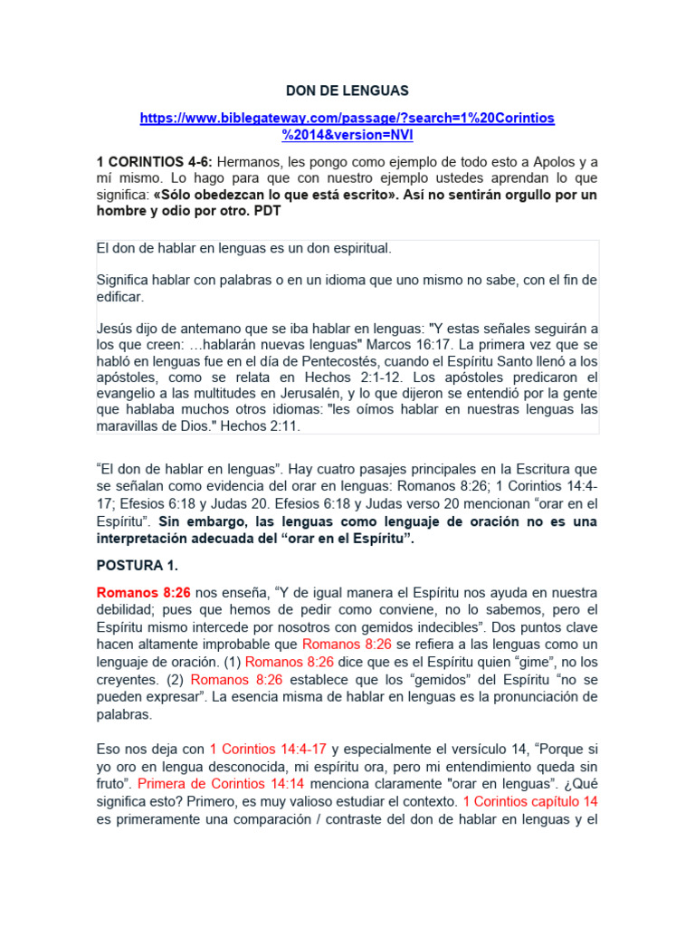 El Don de Hablar en Lenguas Es Un Don Espiritual | PDF