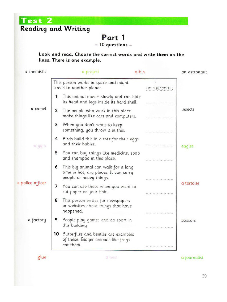 FLYERS-reading and Writing Parts 1,2,3 | PDF
