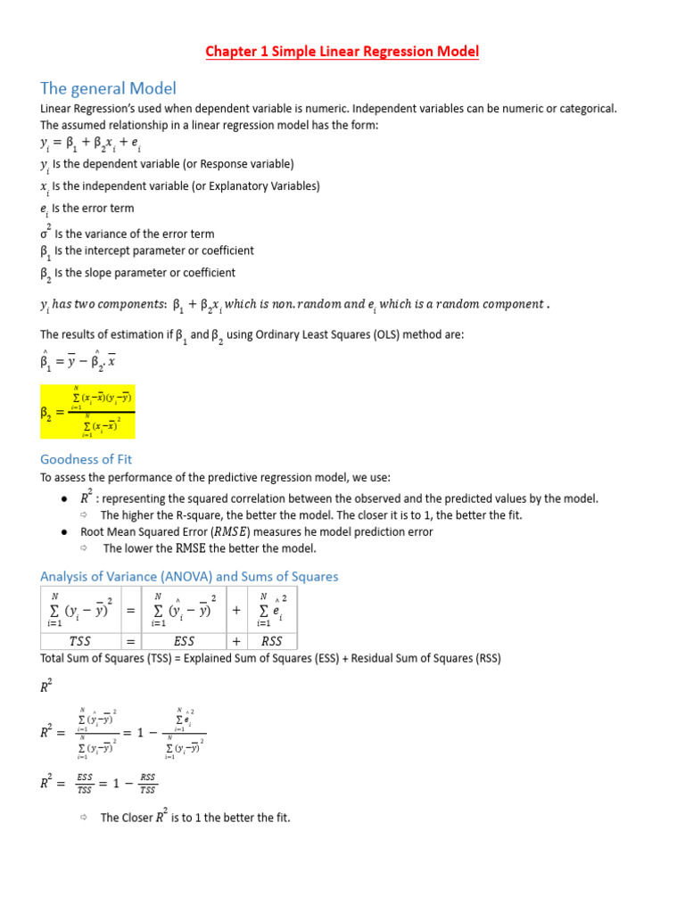 Chapter 1 Simple Linear Regression Model | PDF | Errors And Residuals ... Chapter 1 Simple Linear Regression Model | PDF | Errors And Residuals ...