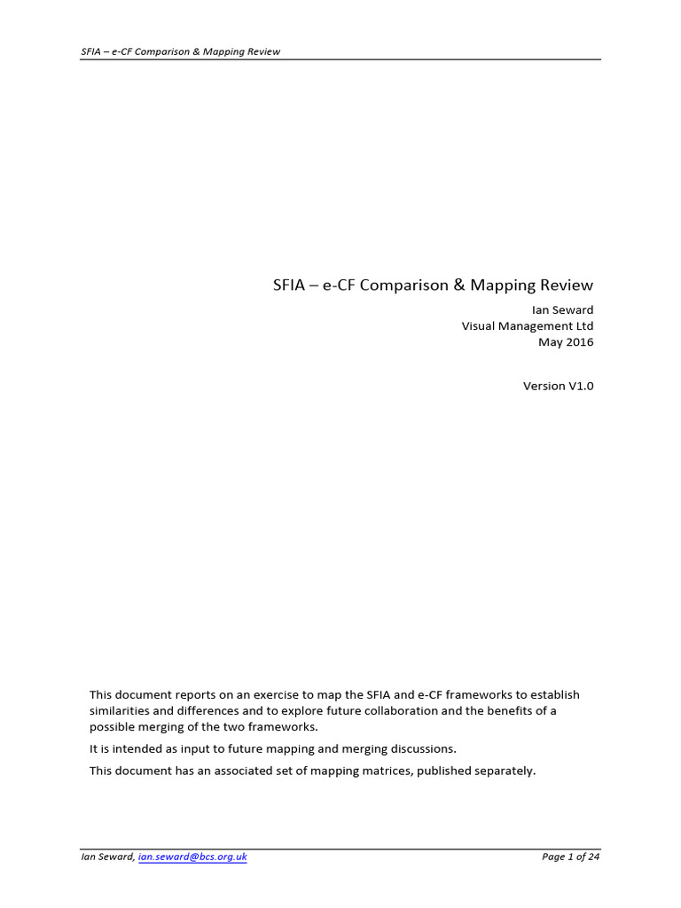 SFIA - e-CF Comparison - Mapping Report V1.0 | PDF | Computers