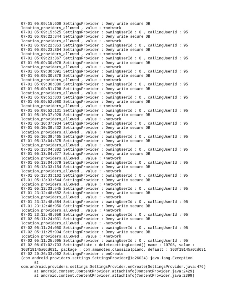 Settings Provider | PDF | Java (Programming Language) | Software ...