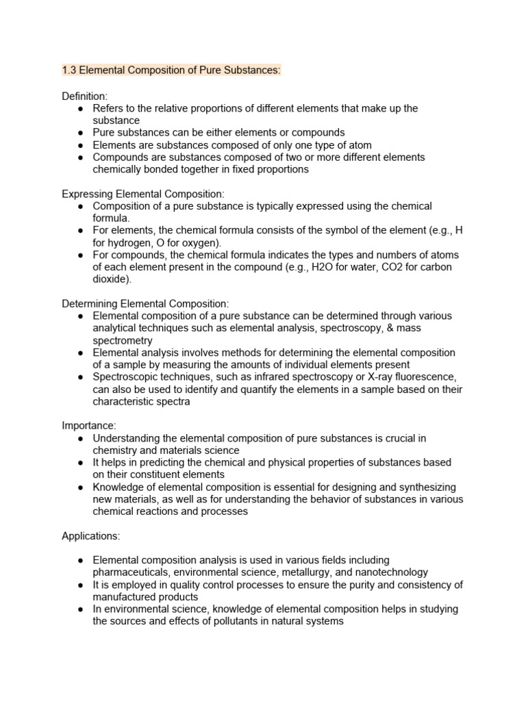 1.3 Elemental Composition of Pure Substances_ | PDF