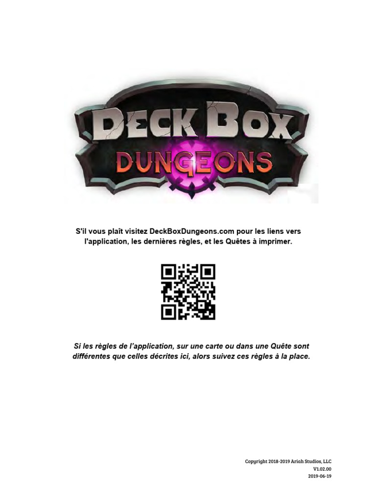 Deck Box Dungeons Rules v1 02 00 FR | PDF | Dé