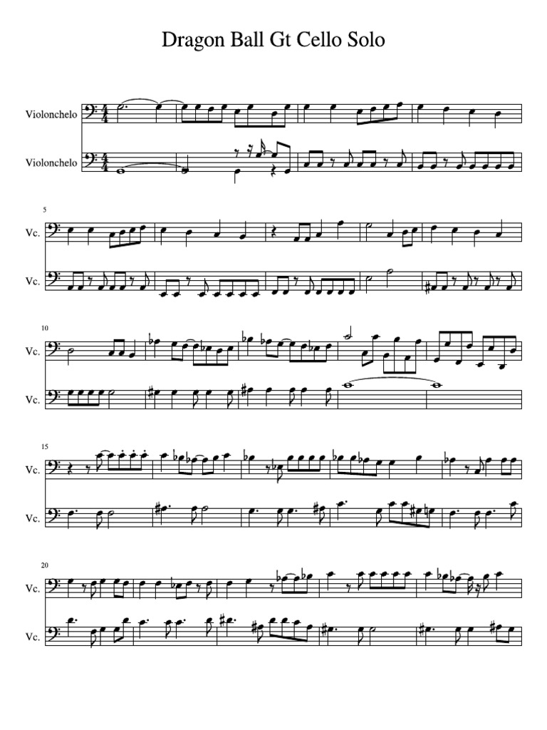 Dragon Ball GT Opening Theme For 2 Cellos | PDF