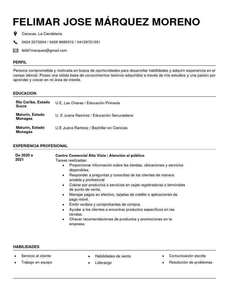 Curriculum Felimar | PDF