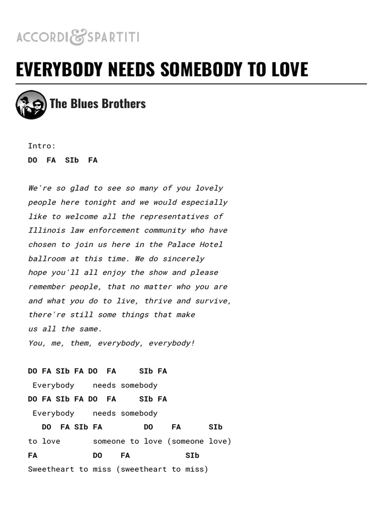 Everybody Needs Somebody To Love | PDF