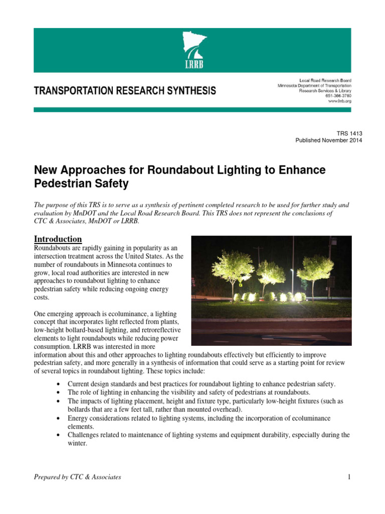 Roundabout Lighting for Pedestrian Safety | PDF | Lighting | Pedestrian ...