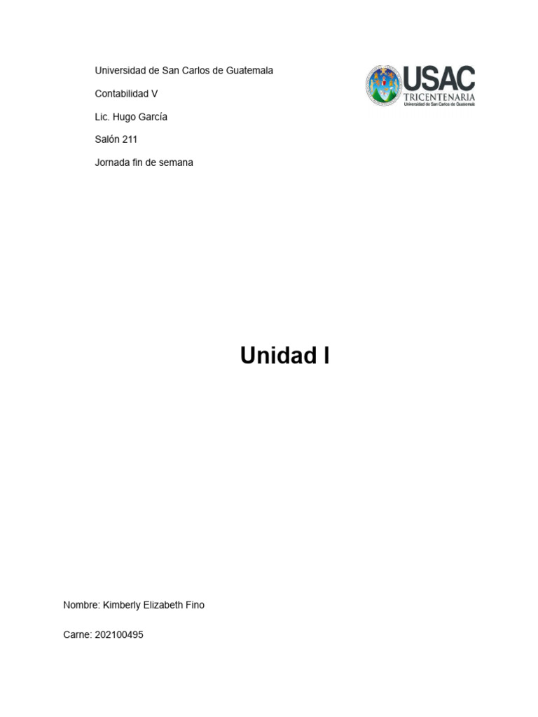 Tarea Unidad 1 | PDF | normas internacionales de INFORMACION FINANCIERA | Contabilidad