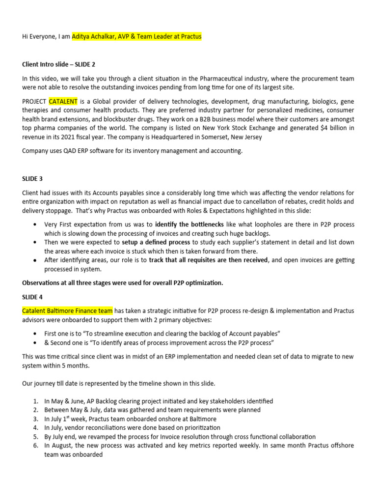 Catalent Script | PDF | Accounts Payable | Business Economics