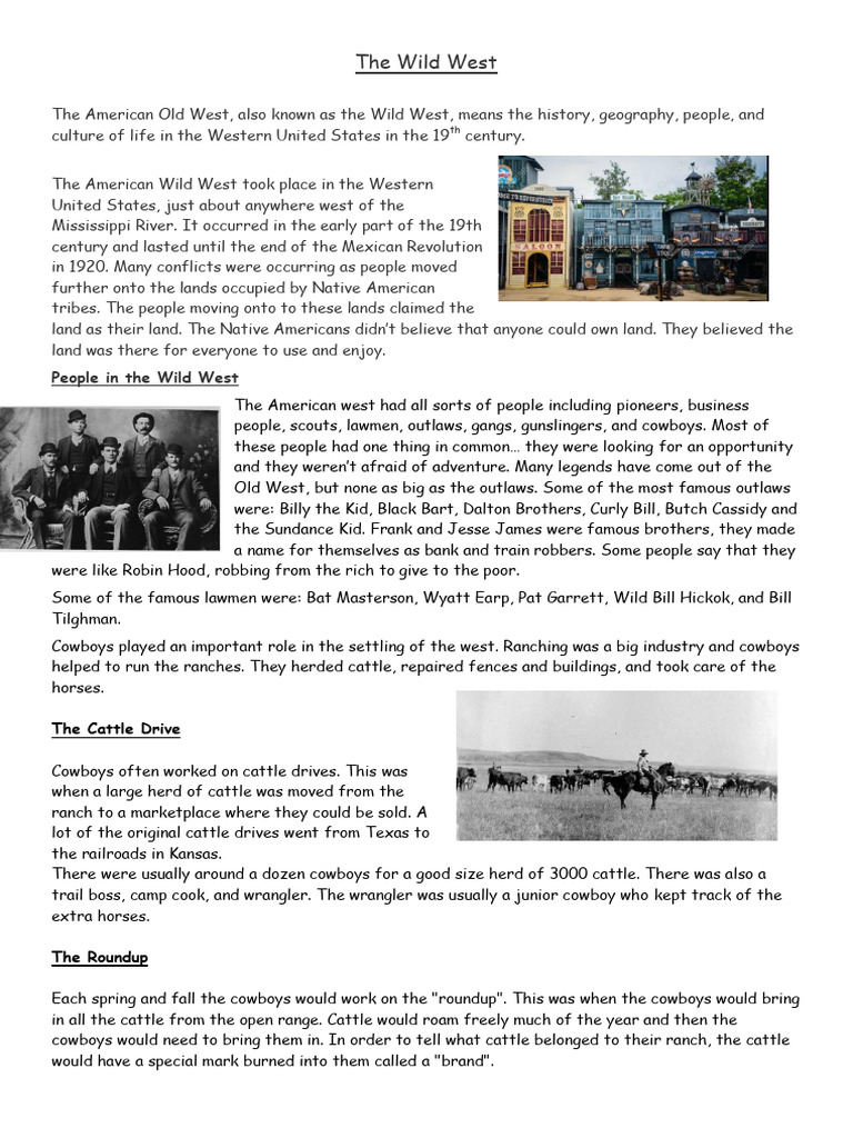 Wild West Non Fiction Text.222871048 | PDF | Cowboys | American Frontier