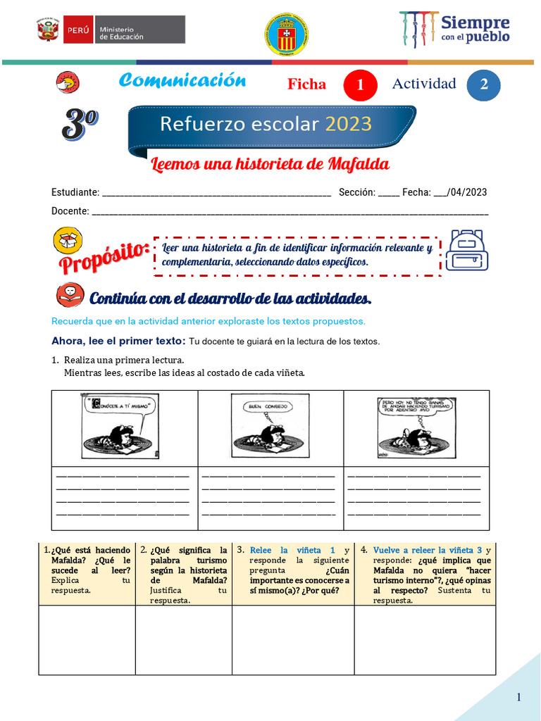 Ficha 1 - Actividad 2 | PDF | Cómics | Comunicación humana