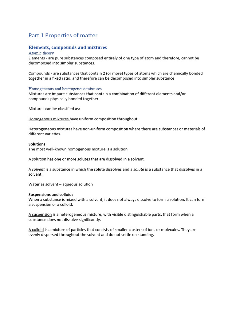 Module 1 Properties and Structure of Matter | PDF | Mixture | Chemical Bond