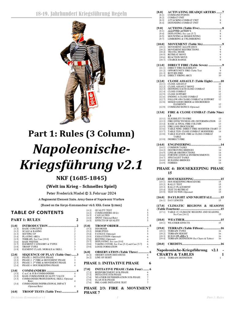 Napoleonic Warfare Rules Overview | PDF | Division (Military) | Infantry