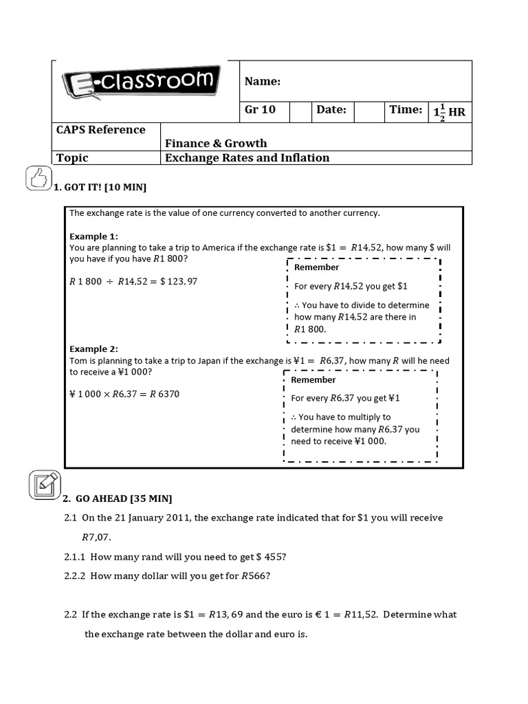 Grade 10 Exchange Rates & Inflation | PDF | Exchange Rate | Japanese Yen