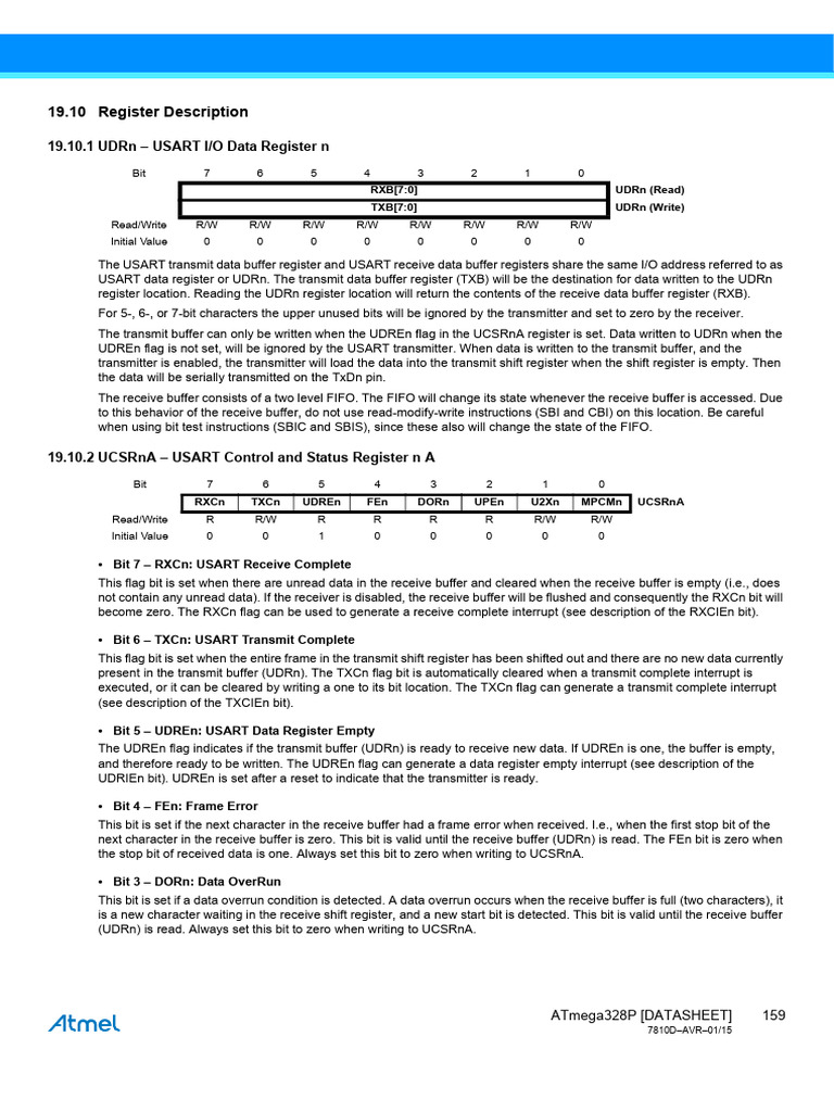 ATmega328P USART Register Guide | PDF | Input/Output | Bit Rate