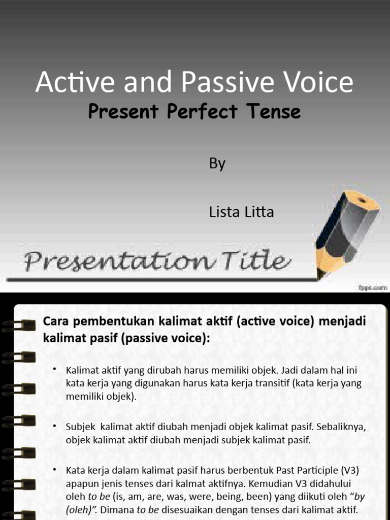 13 - Active and Passive Voice - Present Perfect Tense | PDF | Art