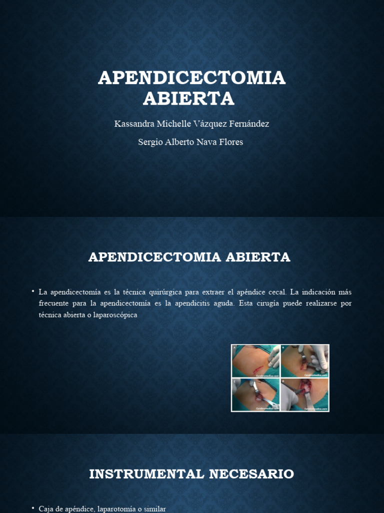 Apendicectomia Abierta | PDF | Salud y bienestar | Ciencia y matemáticas