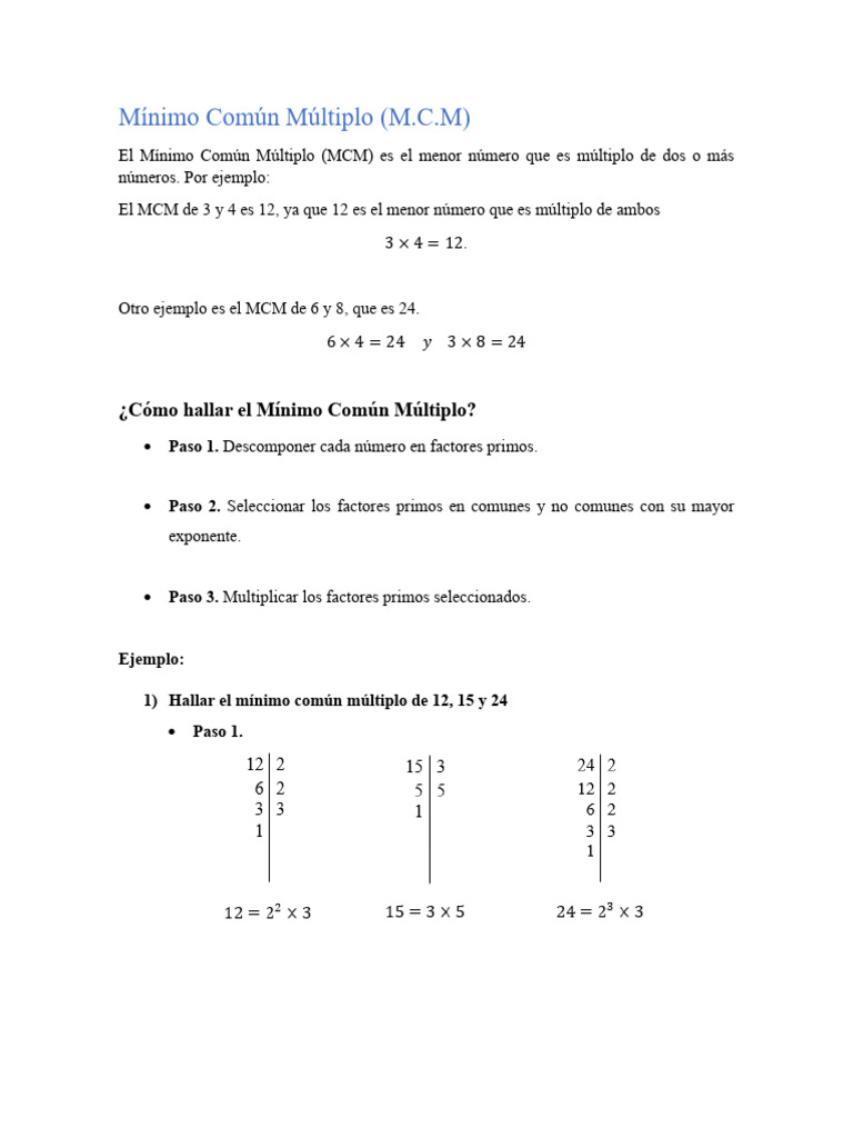 Clase Mcm Y Mcd Descargar Gratis Pdf Matemáticas Matemáticas
