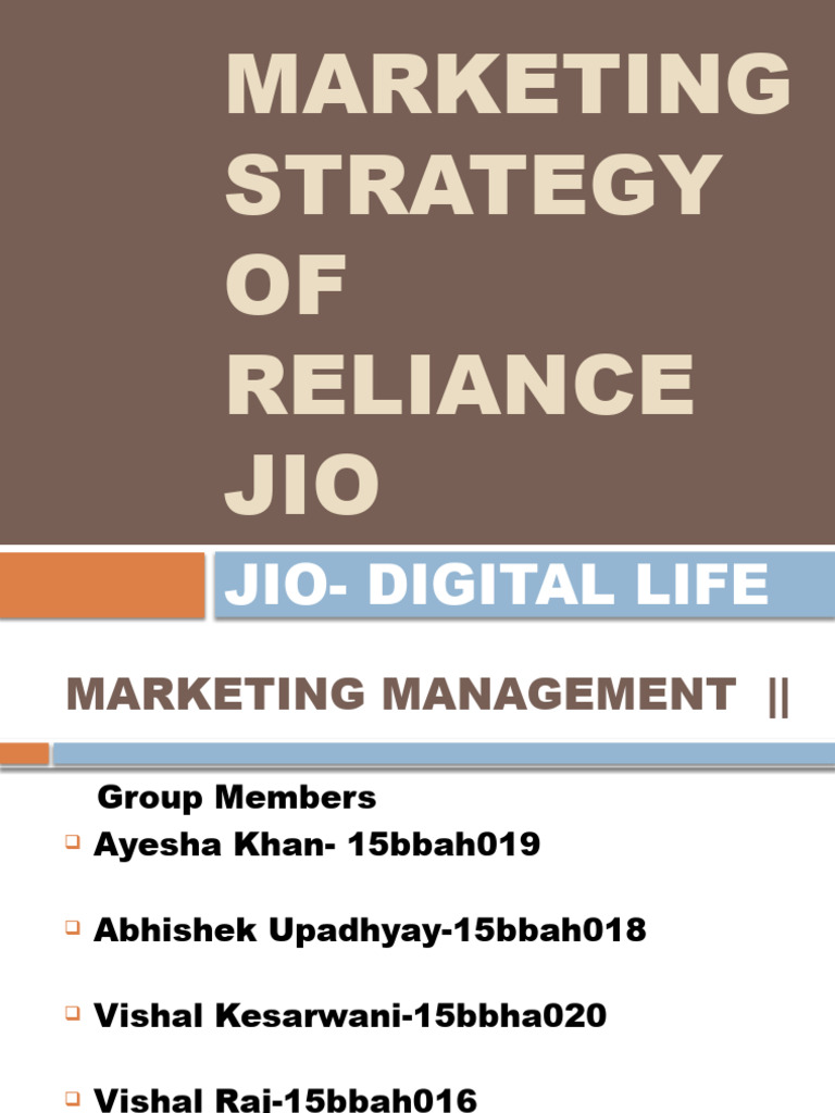 Marketing Strategy of Reliance Jio | PDF | Roaming | Information Technology