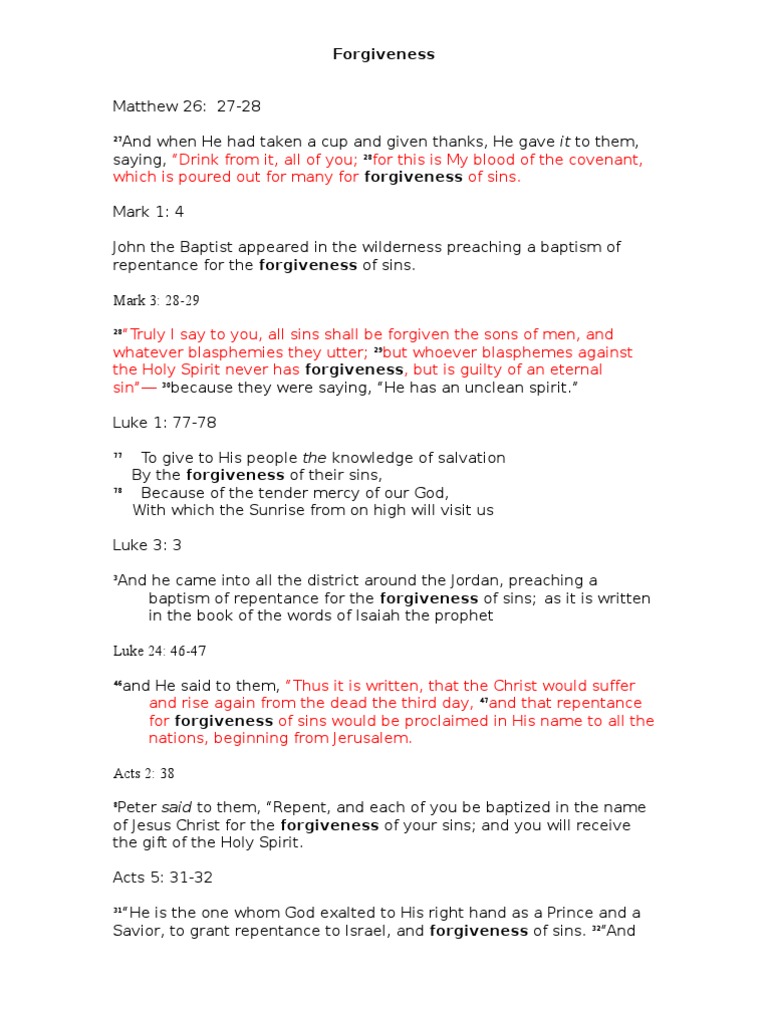 Forgiveness Bible Study | PDF | Baptism | Repentance