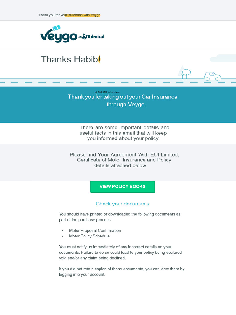 Veygo Temporary Car Insurance Details | PDF | Insurance | Vehicle Insurance