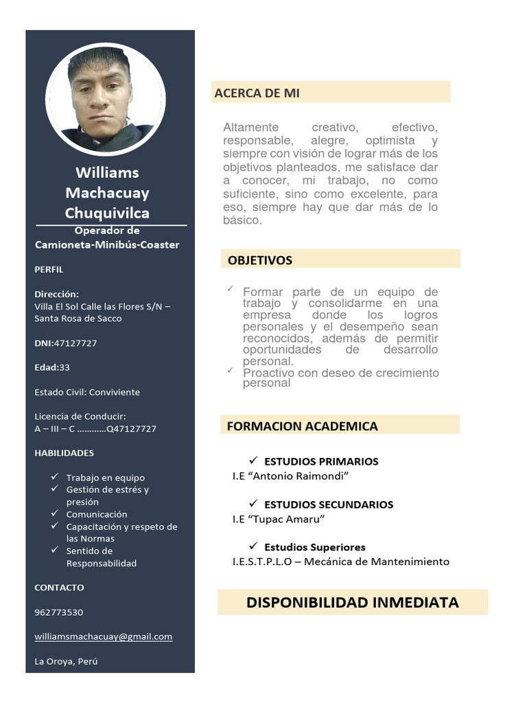 CV Williams Machacuay | PDF