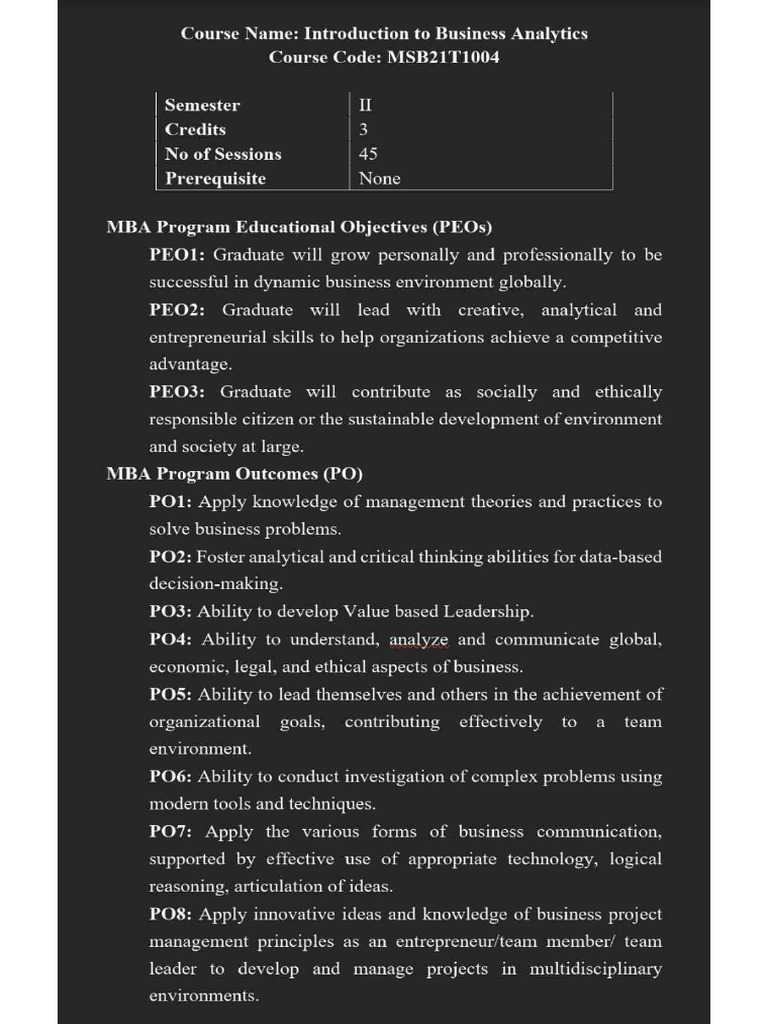 Business Analytics Model Question Paper | PDF | Poisson Distribution ...