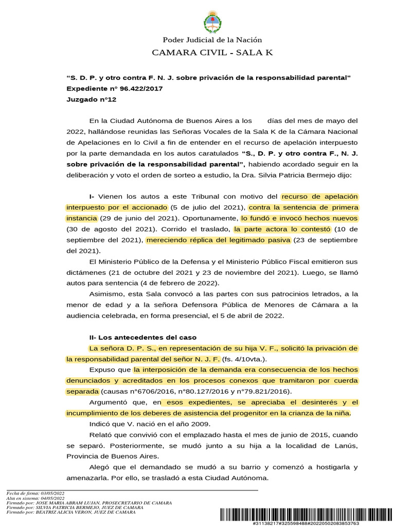 Camara Civil Sala K 03.05.2022 Responsabilidad Parental | PDF | Ley ... Camara Civil Sala K 03.05.2022 Responsabilidad Parental | PDF | Ley ...