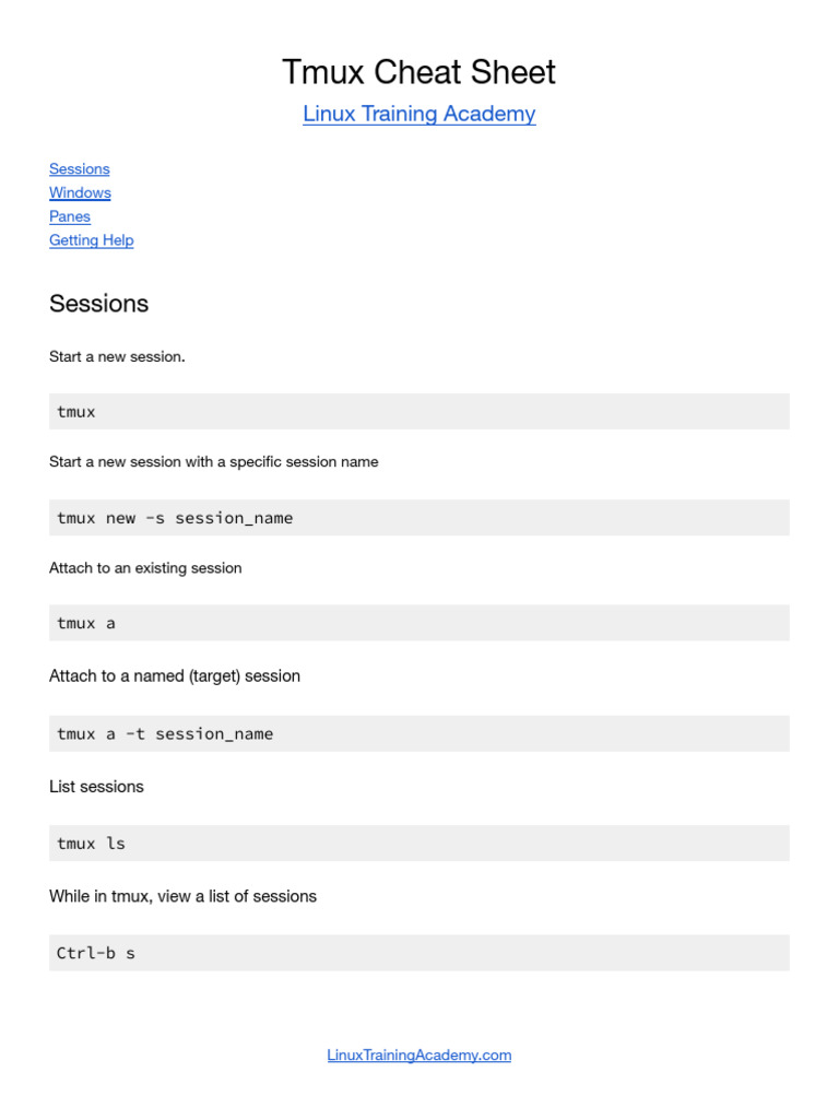 Tmux Cheat Sheet | PDF