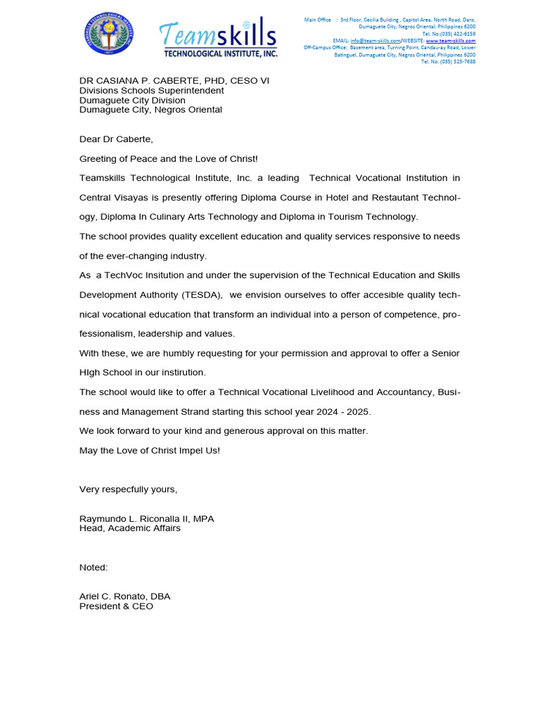 Letter For SDS | PDF