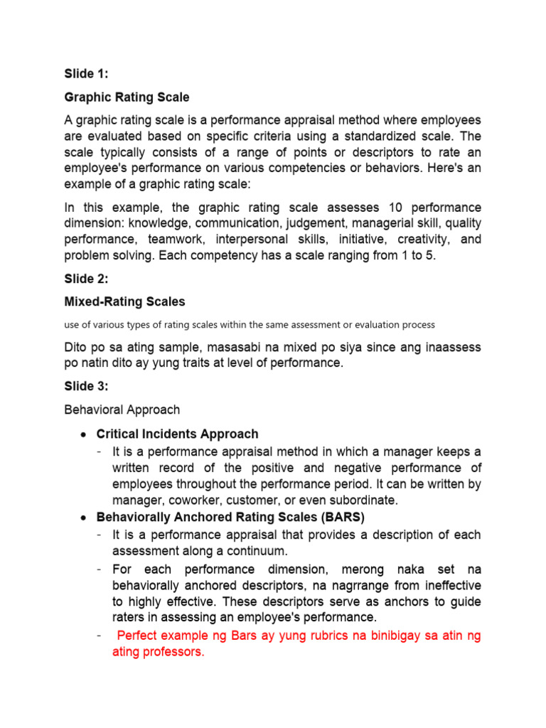 A Graphic Rating Scale Is A Performance Appraisal Method Where Employees Are Evaluated Based On