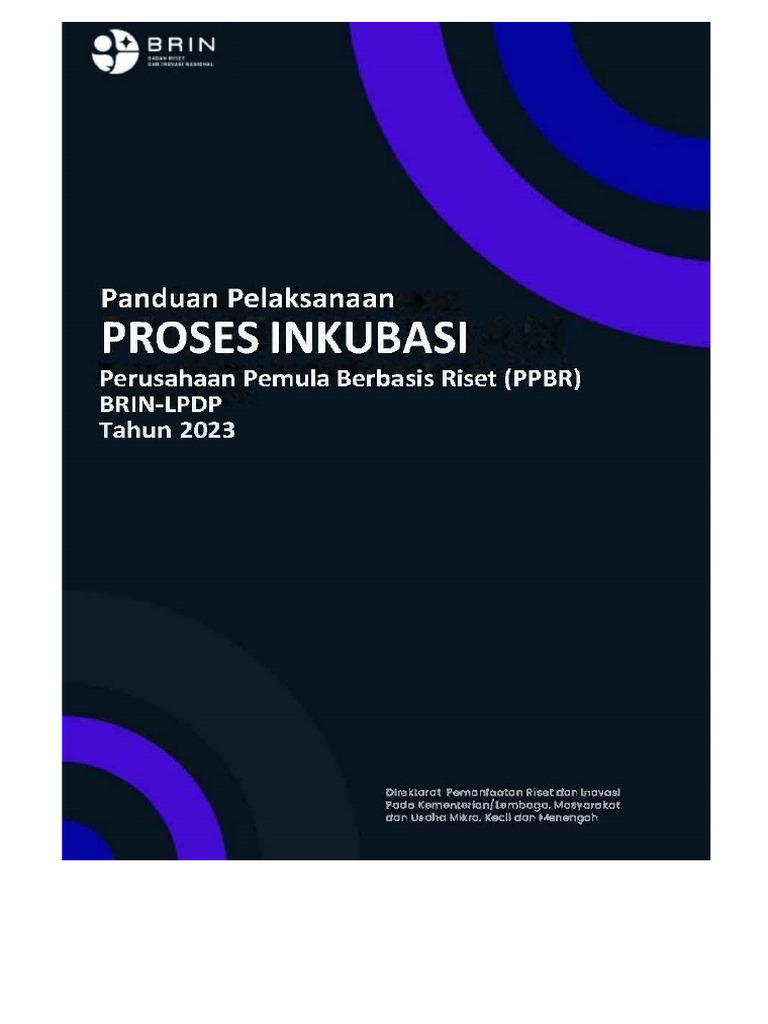 Revisi Panduan Inkubasi PPBR BRIN & LPDP (Final) | PDF