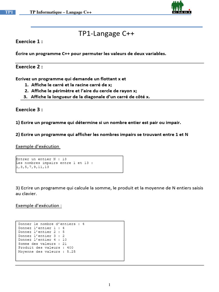 tp1 CPP | PDF | Programme informatique | Programmation