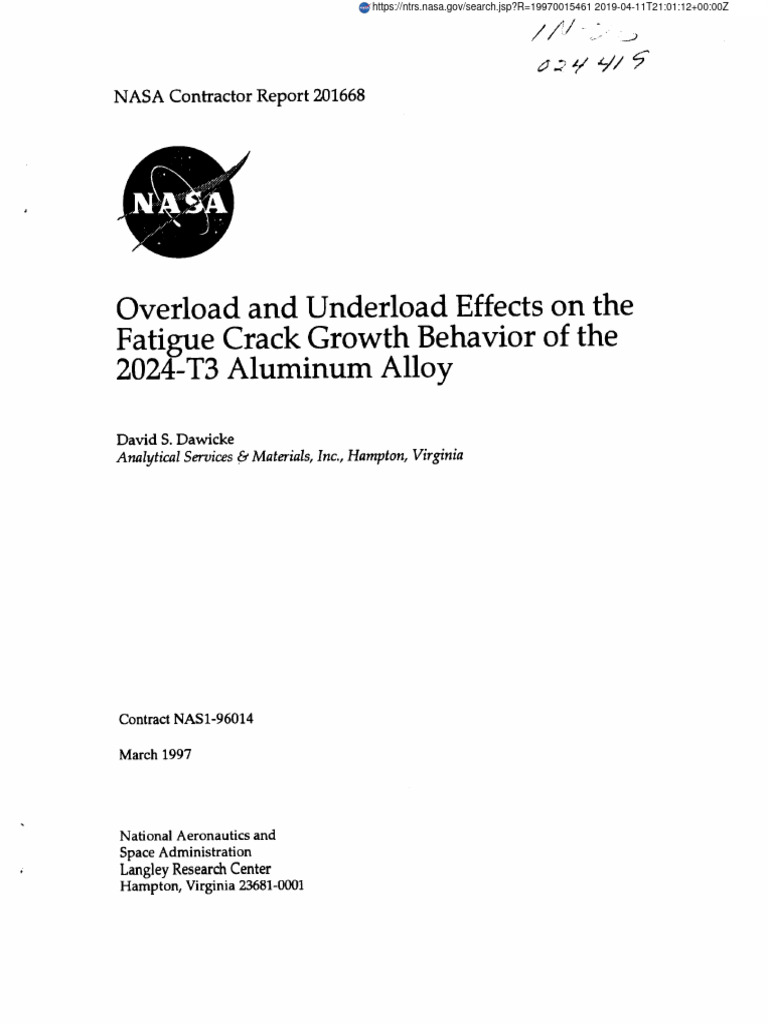 Overload and Underload Effects on the Fatigue Crack Growth Behavior of ...
